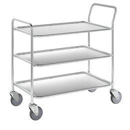 Kongamek Tischwagen, 3 Etagen, LxBxH 1020 x 555 x 965 mm, verzinkt / weiß