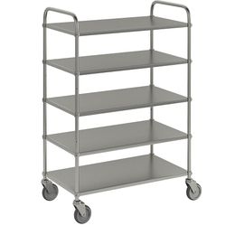 Kongamek Leichter Etagenwagen Höhe 1445 mm, mit 5 Metallböden, galvanisch verzinkt, 4 Lenkrollen