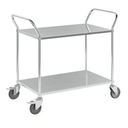 Kongamek Leichter Etagenwagen Höhe 940 mm, mit 2 Metallböden, galvanisch verzinkt, 2 Lenkrollen mit Stopp