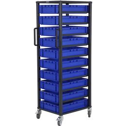 eurokraft pro Euro-Transportwagen CustomLine, für Behälter-LxB 600 x 400 mm, grau, mit 10 Kästen, 120 mm hoch