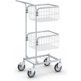 eurokraft pro Bürowagen KOMPAKT, Gestellfarbe Silbergrau, 4 Lenkrollen, 2 mit Doppelstopp, Rad-Ø 125 mm