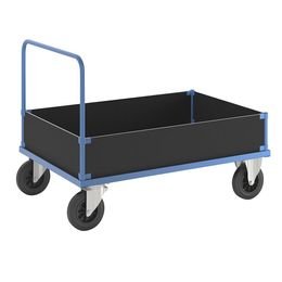 Kongamek Plattformwagen KM33, Kofferaufbau niedrig, LxB 1200 x 800 mm, 2 Lenk- und 2 Bockrollen