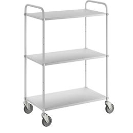 Kongamek Leichter Etagenwagen Höhe 1445 mm, mit 3 Metallböden, weiß, 4 Lenkrollen