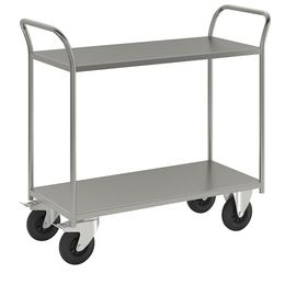Kongamek Tischwagen KM41, 2 Etagen, LxBxH 1080 x 450 x 975 mm, verzinkt, 2 Lenkrollen mit Stopp, 2 Bockrollen