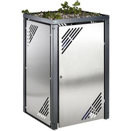 Var Mülltonnenbox mit Pflanzdeckel, abschließbar, Grundelement, Edelstahl