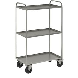 Kongamek Etagenwagen KM41, 3 Etagen mit Aufkantung, LxBxH 955 x 550 x 1490 mm, verzinkt, 2 Lenkrollen mit Stopp, 2 Bockrollen
