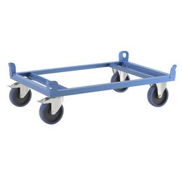 eurokraft pro Fahrgestell aus Stahl, für Europaletten, Tragfähigkeit 1000 kg, Ladehöhe 280 mm, blau