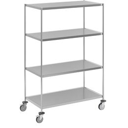 Kongamek Edelstahl-Etagenwagen, verschweißt, LxBxH 1075 x 575 x 1650 mm, 4 Etagen