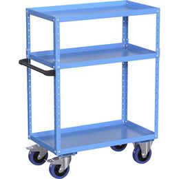 eurokraft pro Montagehilfswagen CustomLine, 3 Etagen, Vollelastikbereifung, lichtblau