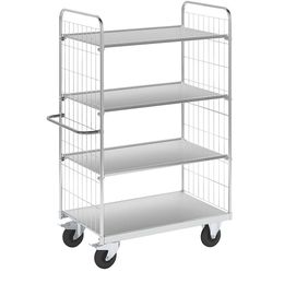 Kongamek Flexibler Etagenwagen, mit 4 Böden, Länge 1190 mm, Lenkrollen mit Stopp