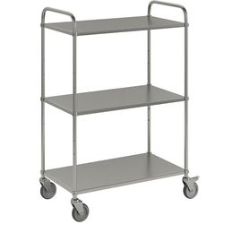 Kongamek Leichter Etagenwagen Höhe 1445 mm, mit 3 Metallböden, galvanisch verzinkt, 2 Lenkrollen mit Stopp