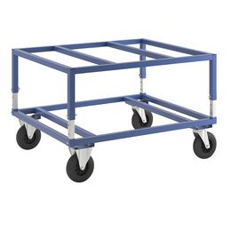 Kongamek Paletten-Fahrgestell KM222, LxBxH 1200 x 1000 x 655 - 830 mm, blau, 2 Lenk- und 2 Bockrollen