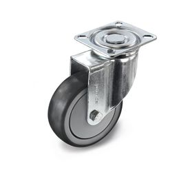 Proroll Gummireifen, thermoplastisch, mit Montageplatte, Rad-&Oslash; x Breite 75 x 25 mm, Lenkrolle