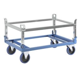 eurokraft pro Paletten-Fahrgestell mit Aufsetzrahmen, Tragfähigkeit 1000 kg, blau