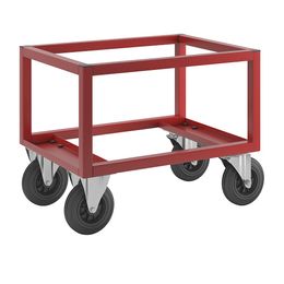 Kongamek Paletten-Fahrgestell KM221, LxBxH 800 x 600 x 650 mm, rot, 2 Lenk- und 2 Bockrollen