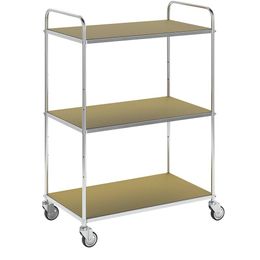 Kongamek ESD-Etagenwagen, 4 Lenkrollen, 3 Ladeflächen, LxBxH 980 x 585 x 1445 mm