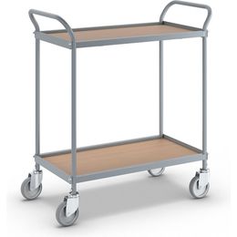 eurokraft pro Servierwagen, Etagenhöhe 530 mm, 2 Etagen, mit 4 Lenkrollen, Rad-Ø 100 mm