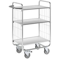 Kongamek Verzinkter Etagenwagen, 3 Böden, LxBxH 815 x 470 x 1120 mm, 4 Rollen, 2 feststellbar