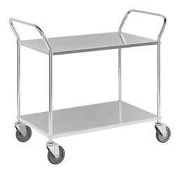 Kongamek Leichter Etagenwagen Höhe 940 mm, mit 2 Metallböden, galvanisch verzinkt, 4 Lenkrollen