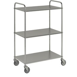 Kongamek Leichter Etagenwagen Höhe 1445 mm, mit 3 Metallböden, galvanisch verzinkt, 4 Lenkrollen