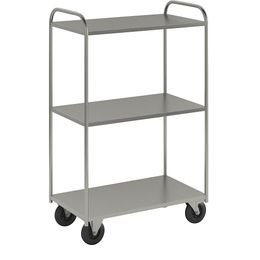 Kongamek Etagenwagen KM41, 3 Etagen, LxBxH 955 x 550 x 1470 mm, verzinkt, 2 Lenkrollen mit Stopp, 2 Bockrollen