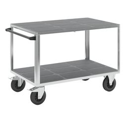 eurokraft pro Montagewagen, Tragfähigkeit 500 kg, 2 Ladeflächen aus Kunststoff, Ladefläche 1250 x 800 mm, Gestell verzinkt