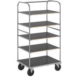 Kongamek Multi-Etagenwagen KM338, LxBxH 1000 x 700 x 1800 mm, verzinkt, 2 Lenkrollen mit Stopp, 2 Bockrollen