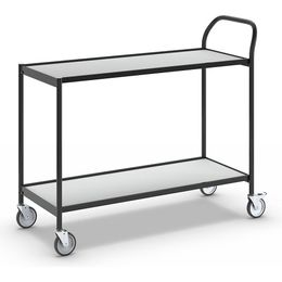 HelgeNyberg Tischwagen, 2 Etagen, LxB 1000 x 420 mm, schwarz/grau
