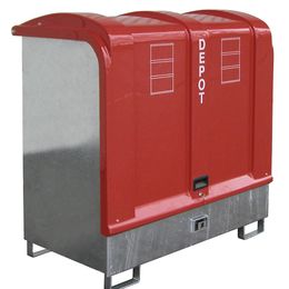 eurokraft pro Gefahrstoffdepot mit GfK-Haube, für 2 x 200-l-Fässer, verzinkt