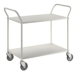 Kongamek Leichter Etagenwagen Höhe 940 mm, mit 2 Metallböden, weiß, 4 Lenkrollen