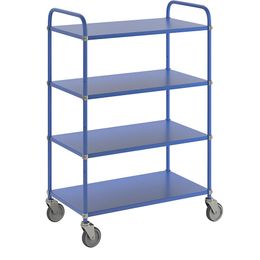 Kongamek Leichter Etagenwagen Höhe 1445 mm, mit 4 Metallböden, blau, 4 Lenkrollen