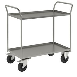 Kongamek Tischwagen KM41, 2 Etagen mit Aufkantung, LxBxH 1070 x 550 x 1000 mm, verzinkt, 2 Lenkrollen mit Stopp, 2 Bockrollen