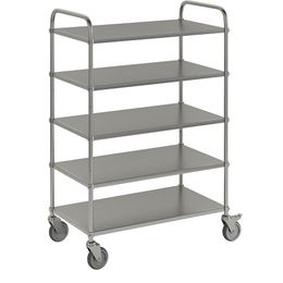 Kongamek Leichter Etagenwagen Höhe 1445 mm, mit 5 Metallböden, galvanisch verzinkt, 2 Lenkrollen mit Stopp
