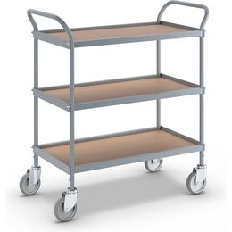 eurokraft pro Servierwagen, Etagenhöhe 250 mm, 3 Etagen, mit 4 Lenkrollen, Rad-Ø 100 mm