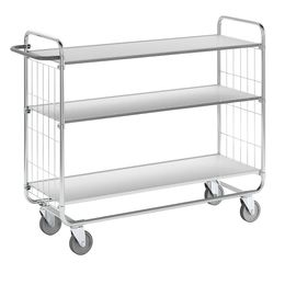 Kongamek Verzinkter Etagenwagen, 3 Böden, LxBxH 1395 x 470 x 1120 mm, 4 Rollen