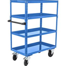 eurokraft pro Montagehilfswagen CustomLine, 4 Etagen, Vollgummibereifung, lichtblau