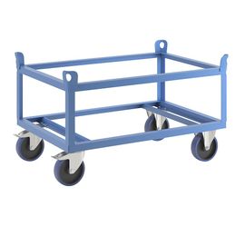 eurokraft pro Fahrgestell aus Stahl, für Europaletten, Tragfähigkeit 1000 kg, Ladehöhe 650 mm, blau