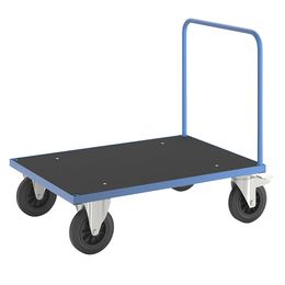 Kongamek Plattformwagen KM33, 1 Schiebebügel, LxB 1000 x 700 mm, 2 Lenkrollen mit Stopp, 2 Bockrollen