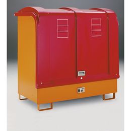 eurokraft pro Gefahrstoffdepot mit GfK-Haube, für 2 x 200-l-Fässer, lackiert