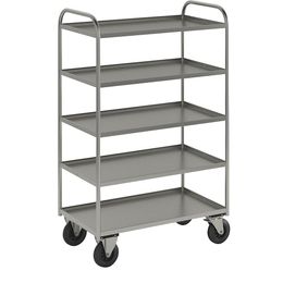 Kongamek Etagenwagen KM41, 5 Etagen mit Aufkantung, LxBxH 955 x 550 x 1490 mm, verzinkt, 2 Lenk- und 2 Bockrollen