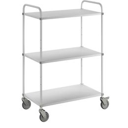Kongamek Leichter Etagenwagen Höhe 1445 mm, mit 3 Metallböden, weiß, 2 Lenkrollen mit Stopp