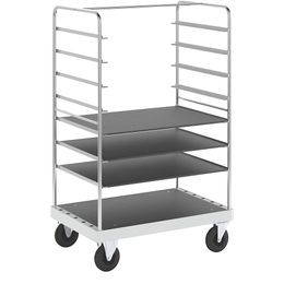 Kongamek Multi-Etagenwagen, verzinkt, LxBxH 1200 x 800 x 1900 mm, 3 Böden, 2 Lenk- und 2 Bockrollen