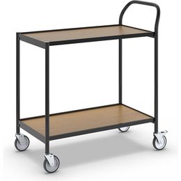 HelgeNyberg Tischwagen, 2 Etagen, LxB 800 x 420 mm, schwarz/Eiche