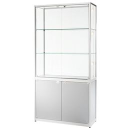 Staufachvitrine, 2 Drehfl&uuml;gelt&uuml;ren, HxBxT 2000 x 1000 x 400 mm, Edelstahl-Optik kaiserkraft
