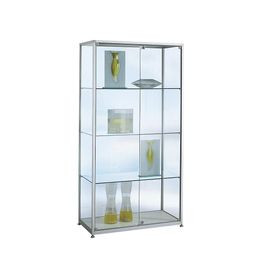 Standvitrine, H&ouml;he 2000 mm, 2 Drehfl&uuml;gelt&uuml;ren, BxT 800 x 400 mm, Edelstahl-Optik kaiserkraft