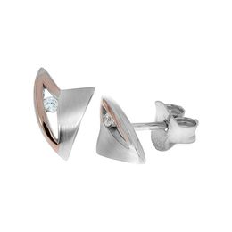Zeeme Basic Ohrringe 925/- Sterling Silber Zirkonia weiß 0,6cm Glänzend