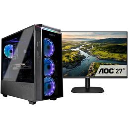 E (A bis G) Captiva Gaming-PC-Komplettsystem "Highend Gaming R75-518 TFT Bundle" Computer-Komplettsysteme Gr. Microsoft Windows 11 Home (64 Bit), 32 GB RAM 1000 GB SSD, schwarz PC Sets