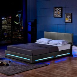 Home Deluxe LED Bett ASTEROID Dunkelgrau - 140 x 200 cm