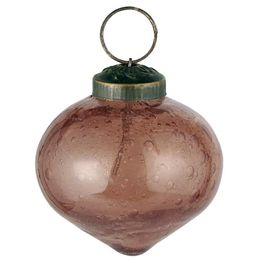 IB Laursen Weihnachtskugel bubbled Glas zwiebelförmig, Höhe 5.4, Ø 5.2 cm, faded rose