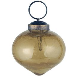 IB Laursen Weihnachtskugel bubbled Glas zwiebelförmig, Höhe 5.4, Ø 5.2 cm, honey